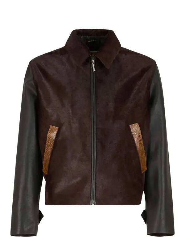 Marni Two-tone Leather Biker Jacket - Black