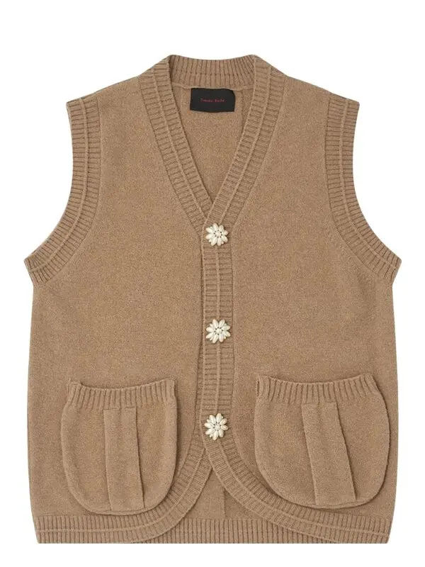Simone Rocha Knit Vest With Buttons - Cream