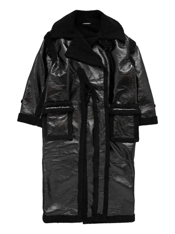 Ottolinger Shearling Oversized Split Coat - Black