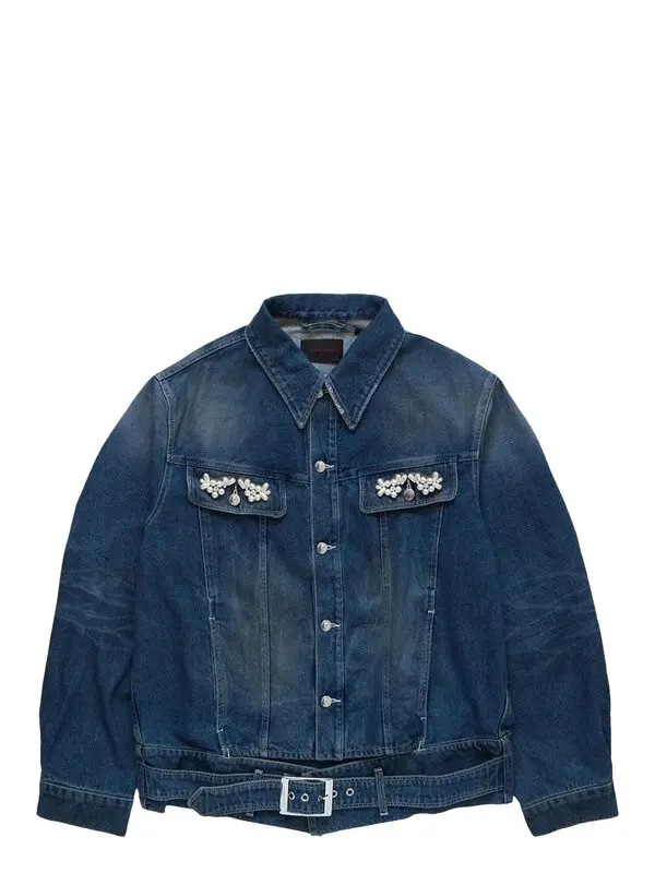 Simone Rocha Belted Denim Trucker Jacket - Green