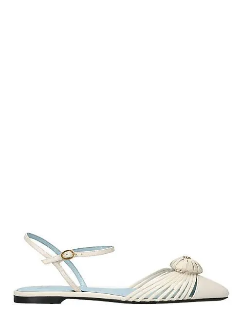 Valentino Garavani Royal Vlogo Signature Leather Flat Sandals - White