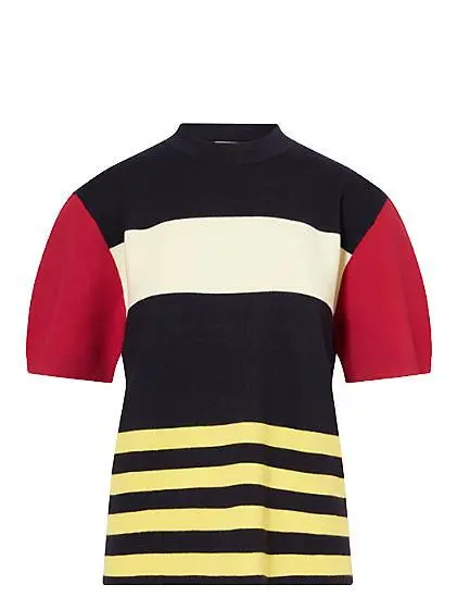 ZANKOV Dumas Contrast-stripe Wool-blend Top - Ink Multi