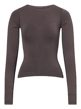 ADANOLA Long-sleeve Workout Top - Coffee Bean