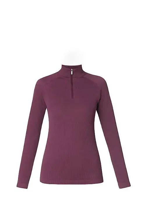 Sweaty Betty Ribbed Chevron Half-zip Base Layer Ski Top - Plum Purple