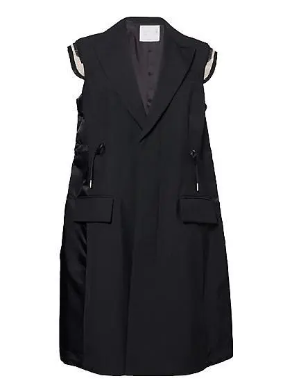 Sacai Single-breasted Peak-lapel Woven Vest - Black