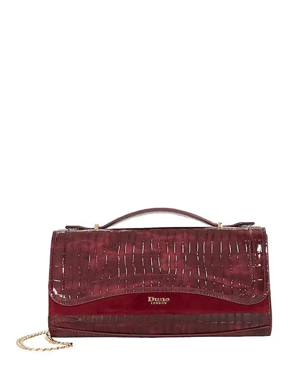 DUNE Faux-leather Top-handle Bag - Burgundy Croc Synthetic