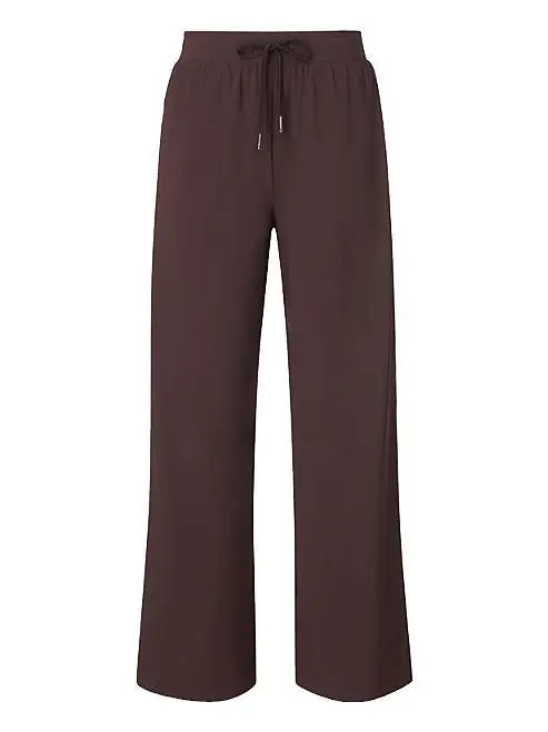 Sweaty Betty Explorer Side Stripe Wide-leg Stretch-woven Trousers - Sable Brown