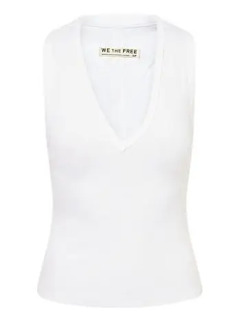 Free People Neria V-neck Stretch-cotton Tank Top - Ivory