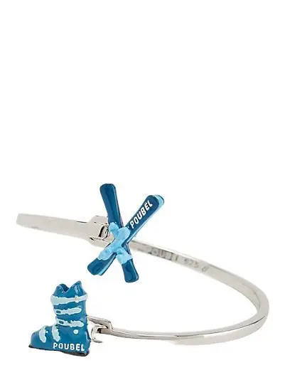 POUBEL Skis And Ski Boot Enameled Bangle - Silver Blue