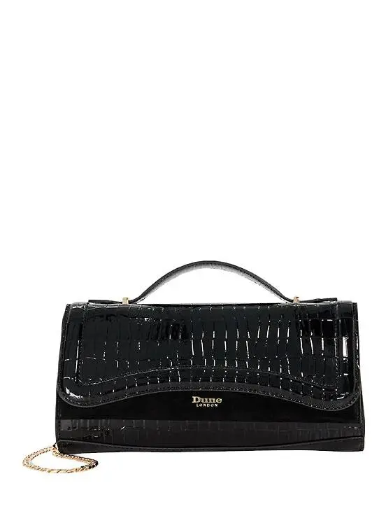 DUNE Croc-effect Faux-leather Top-handle Bag - Black Synthetic Croc