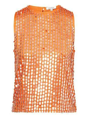 ZANKOV Eleanor Sequin-embellished Silk Vest Top - Tomato