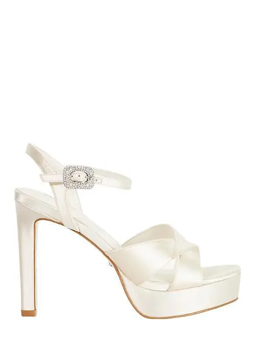 DUNE Made Of Honour Satin Platform Sandals - Ivory Satin