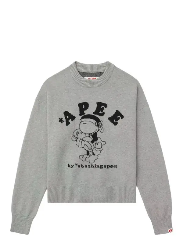 AAPE BY *A BATHING APE Crew-neck Graphic Sweater - Grey