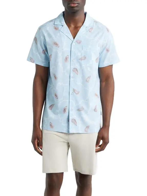 MAVRANS Ostra Weekend Short Sleeve Performance Button-up Shirt - Blue
