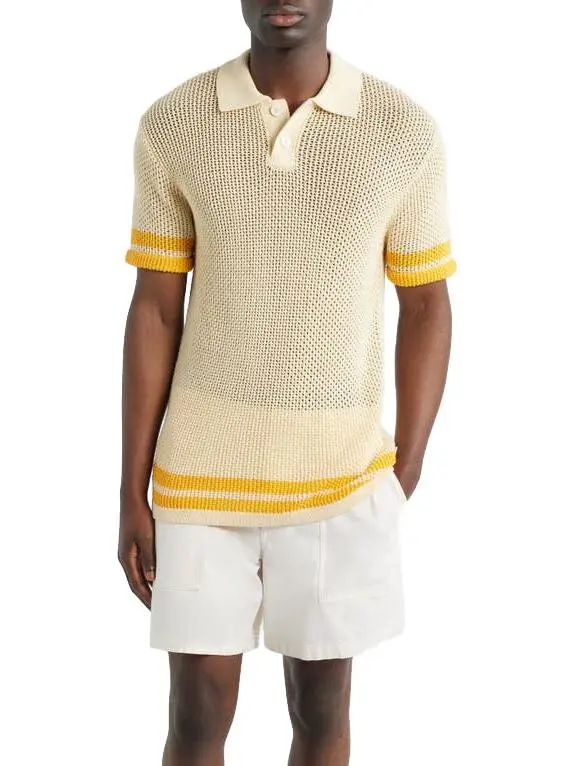 MAVRANS Stripe Open Stitch Organic Cotton Polo - Yellow