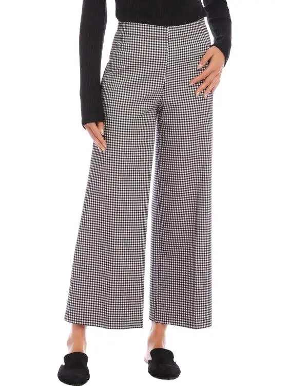 Karen Kane Crop Wide-leg Pants - Black Check