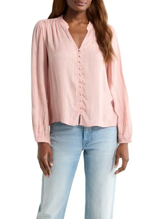 Lucky Brand Shine Button-front Top - Pale Mauve