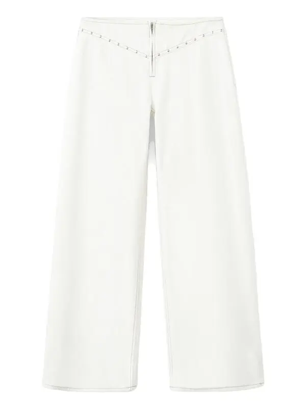 Mango Studded Wide-leg Jeans - Off White