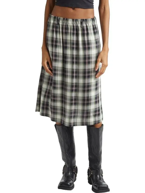 Acne Studios Izetta Check Midi Skirt - Black/green