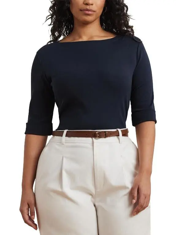 Ralph Lauren Boat Neck Top - Lauren Navy
