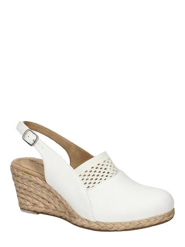 EASY WORKS BY EASY STREET Aloha Espadrille Wedge Slingback Pumps - White