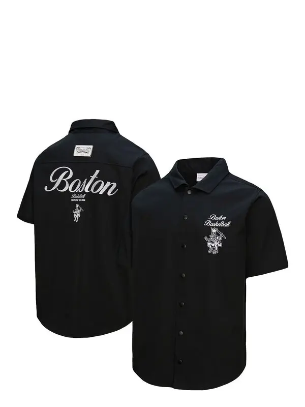 Mitchell & Ness Boston Celtics Hardwood Classics Camp Shirt - Black