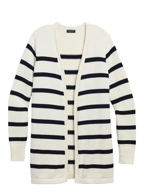 Vineyard Vines Stripe Open Front Cotton Cardigan - Stripe - Marsh/navy