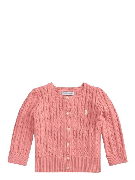 Ralph Lauren Mini Cotton Cable Knit Cardigan - Desert Rose