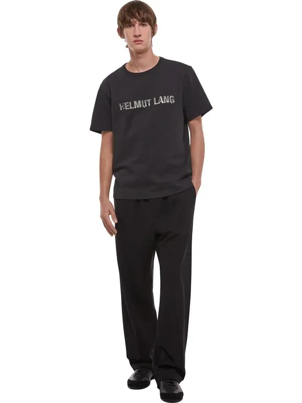 Helmut Lang Plaid Logo Tee - Vintage Black