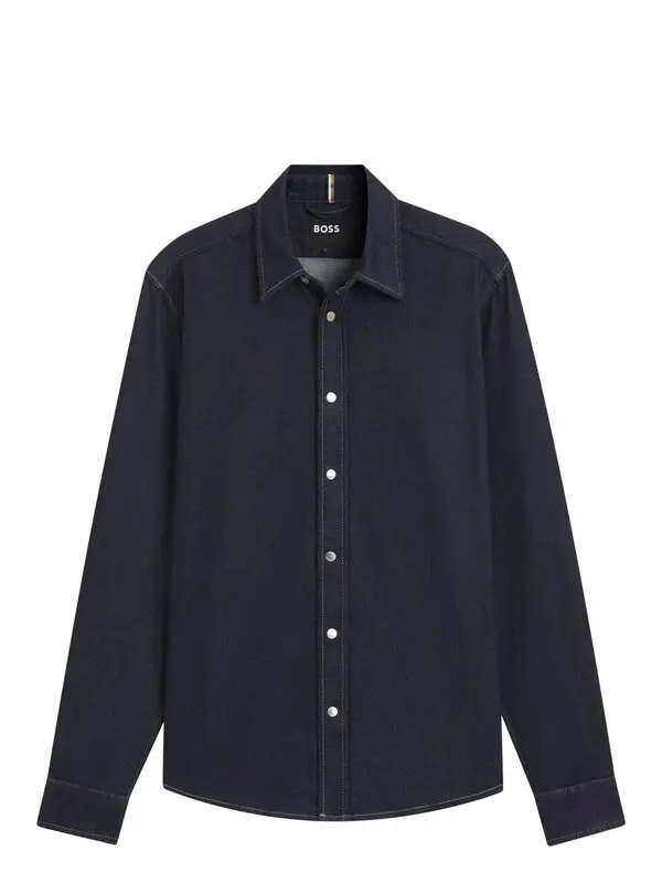 BOSS Indigo Regular-fit Shirt In Stretch Denim - Dark Blue
