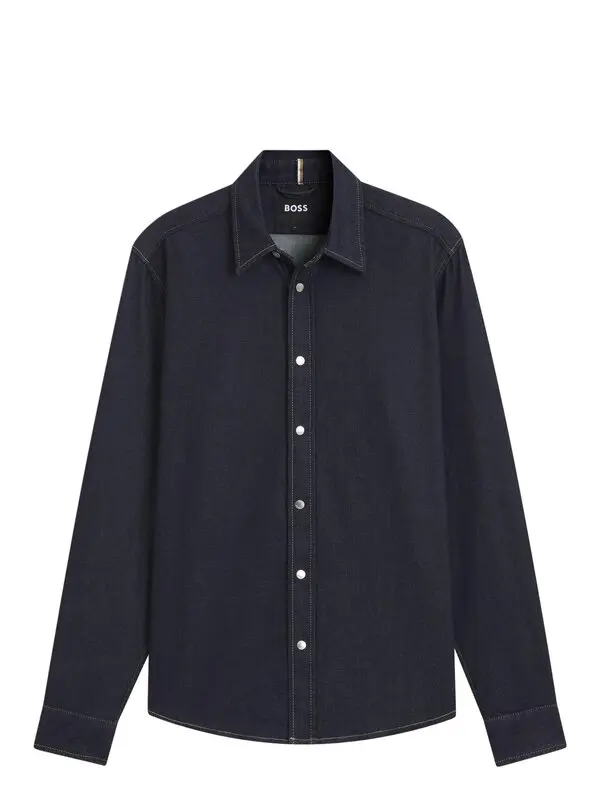 BOSS Indigo Regular-fit Shirt In Stretch Denim - Dark Blue