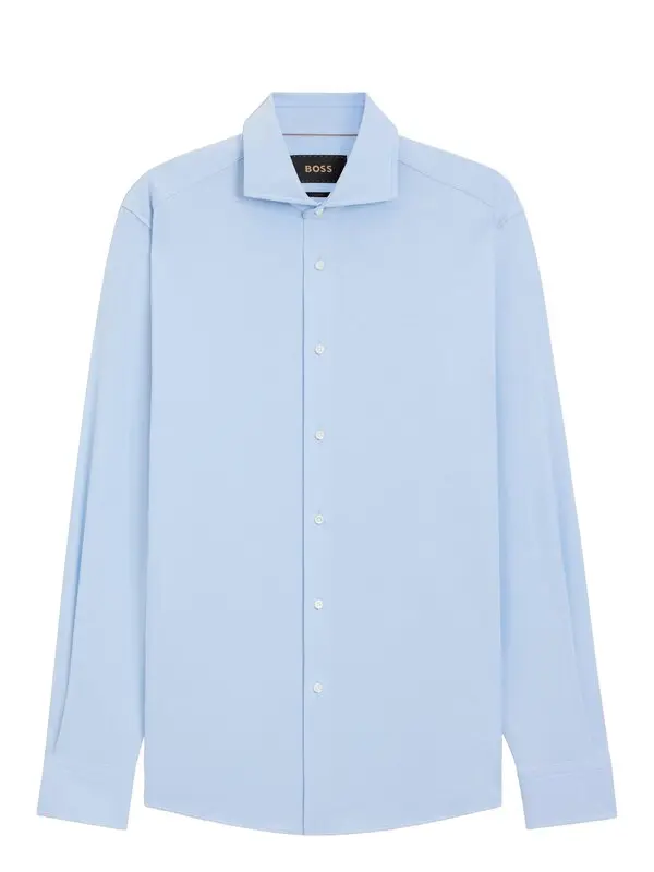 BOSS Slim-fit Shirt In A Wrinkle-resistant Cotton Blend - Light Blue