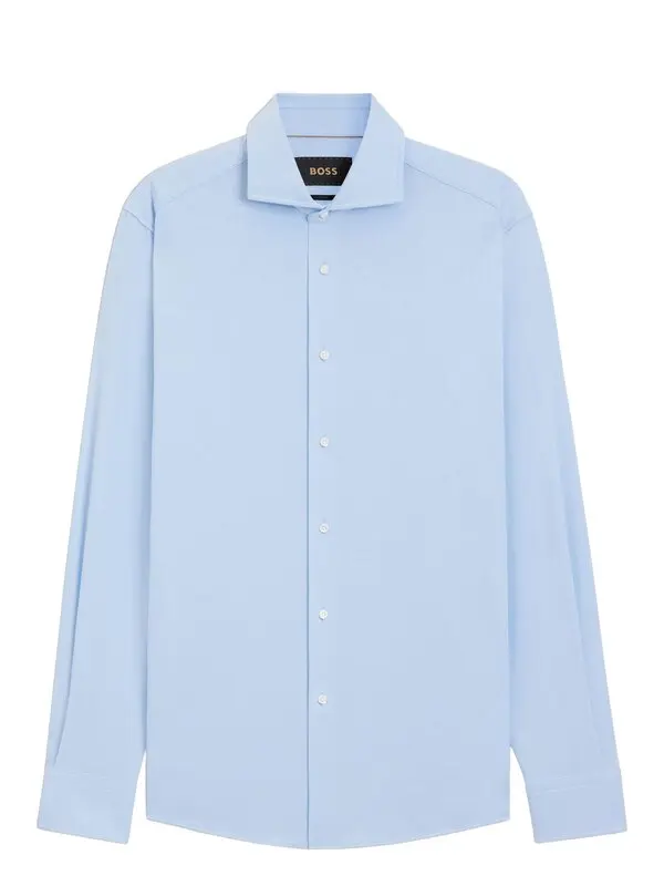 BOSS Slim-fit Shirt In A Wrinkle-resistant Cotton Blend - Light Blue
