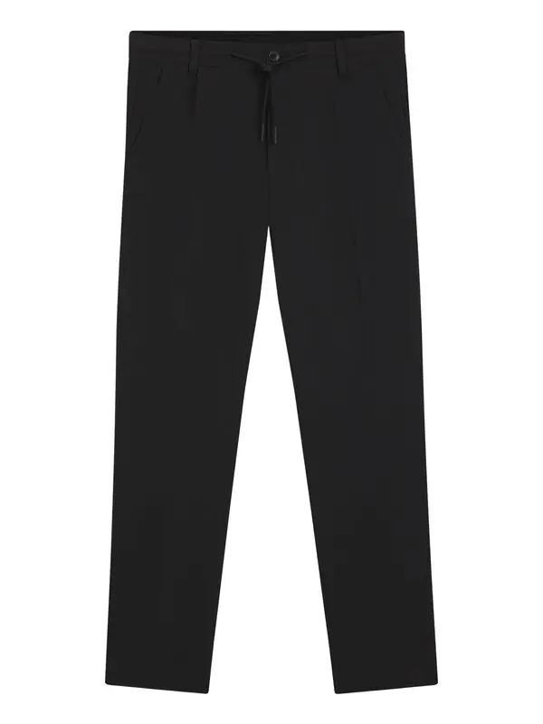 Hugo Performance-stretch Modern-fit Trousers In Ottoman Fabric - Black