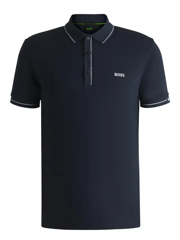 BOSS Slim-fit Polo Shirt In Stretch Piqué With S. Caf - Dark Blue