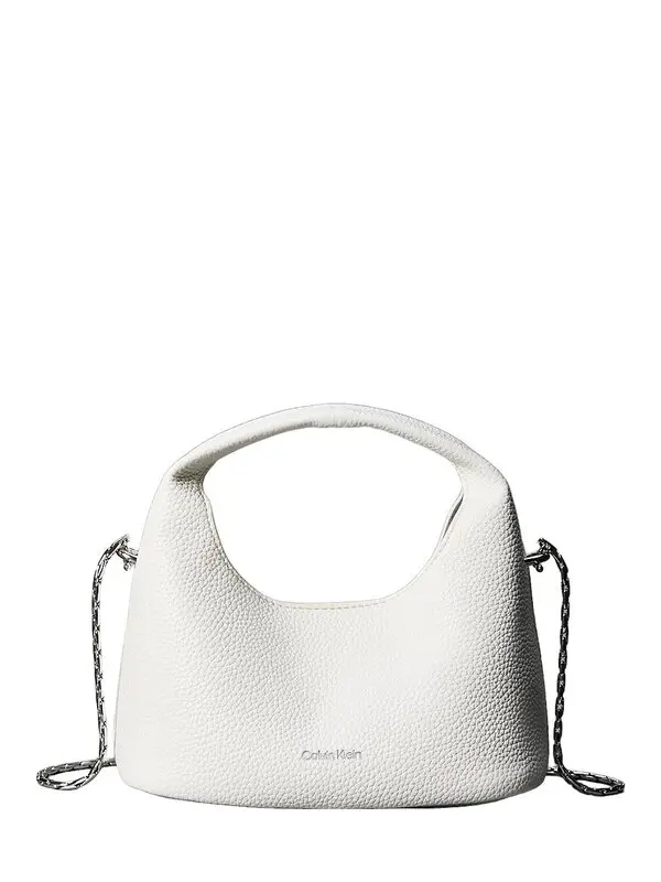 Calvin Klein Pebble Grain Small Slouchy Bag - White Alyssum