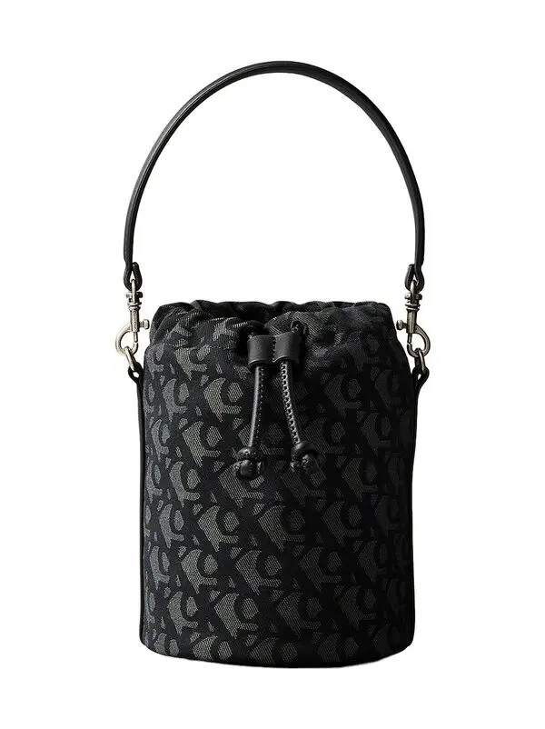 Calvin Klein Allover Monogram Bucket Bag - Black Aop/ Black