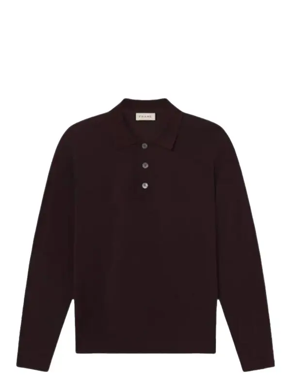 FRAME Long-sleeved Piqué Polo Shirt - Red