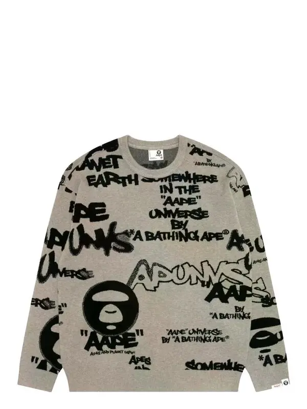 AAPE BY *A BATHING APE® Logo Crew-neck Sweater - Neutrals