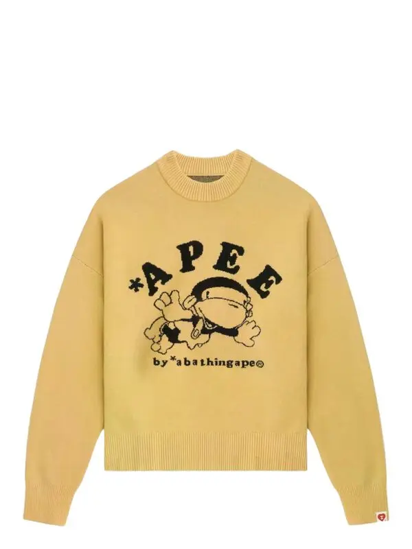 APEE™ BY *A BATHING APE® Graphic Print Crew Neck Sweater - Yellow
