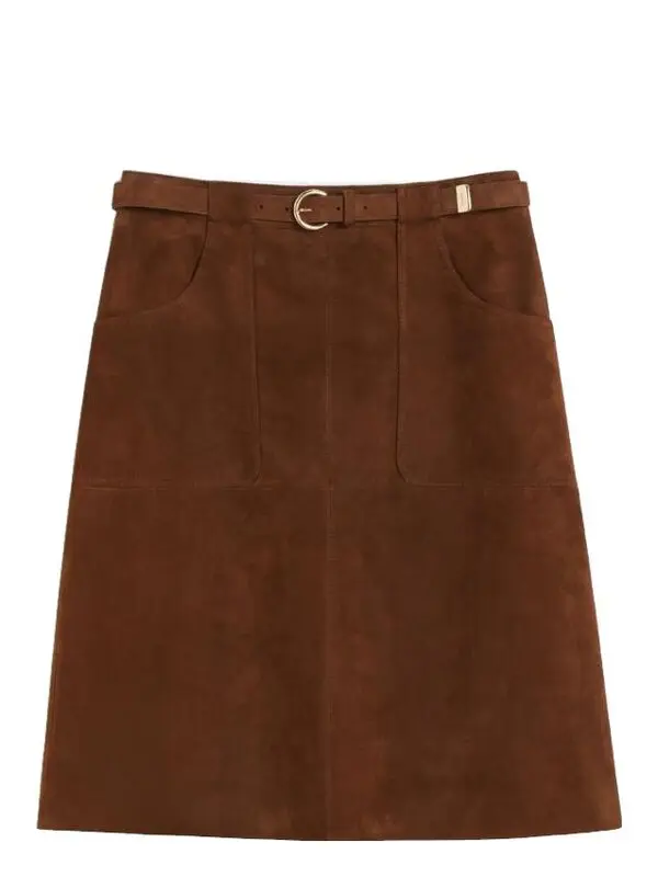 Max Mara Suede A-line Midi Skirt - Chocolate