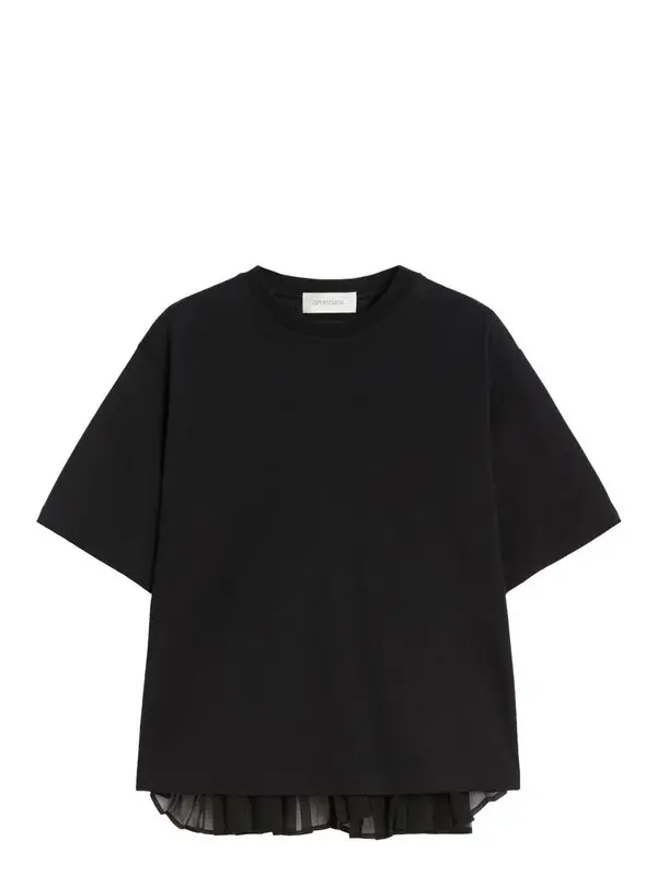 Max Mara Cotton T-shirt With Pleated Back - Black