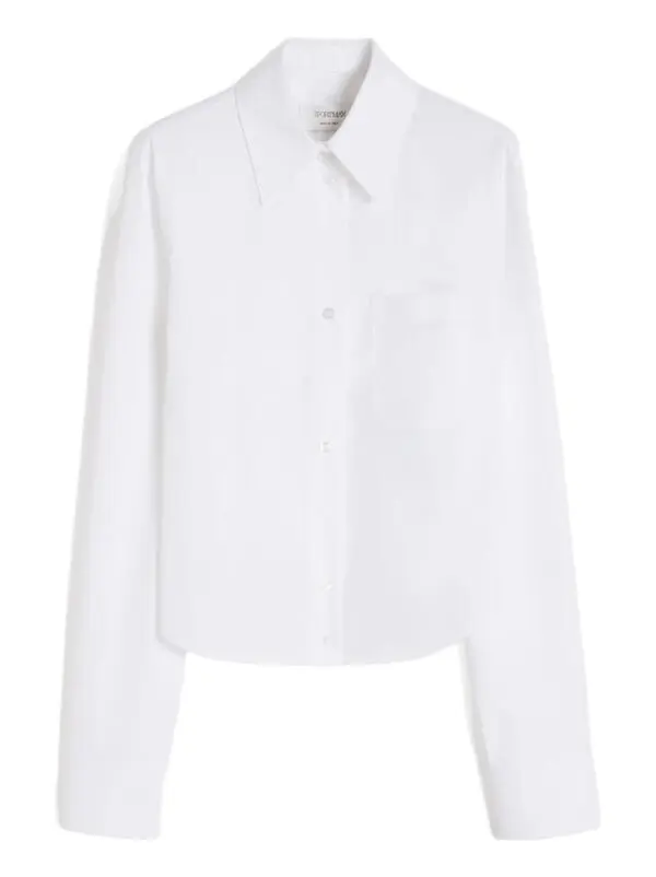 Max Mara Cotton Cropped Shirt With Pleated Back - Optical White