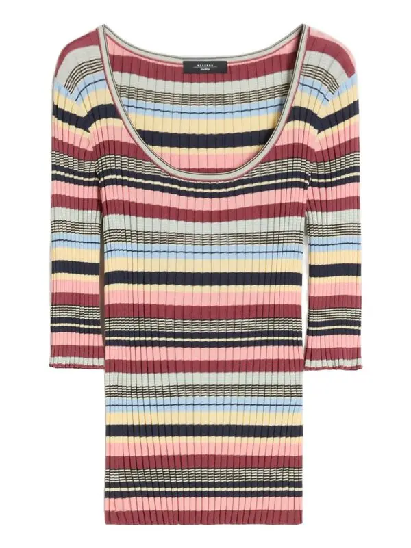 Max Mara Stretch Viscose Ribbed Knit Jumper - Multicolour