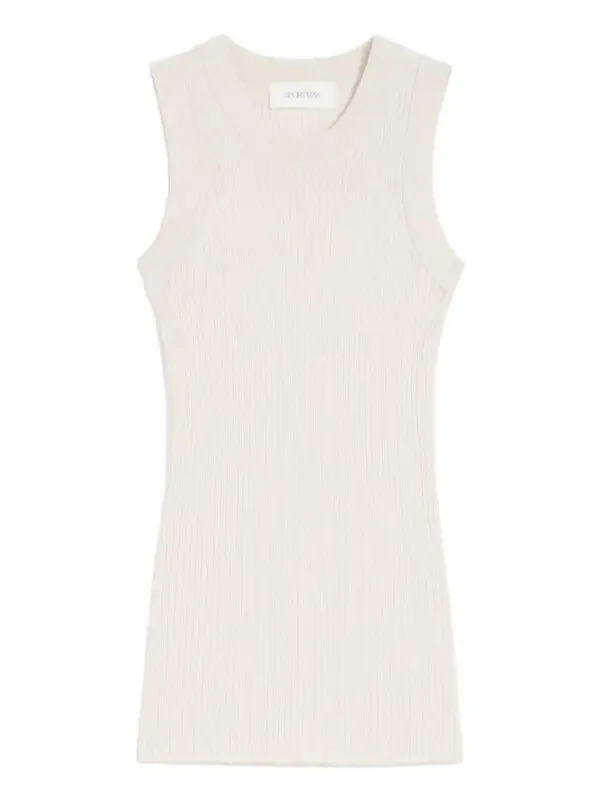 Max Mara Cotton Rib-knit Tank Top - Ecru
