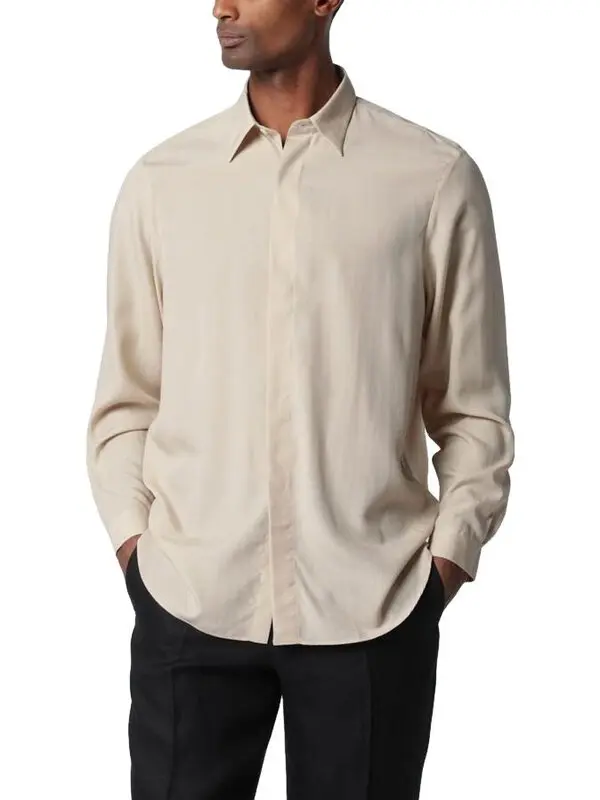 LARDINI Linen-blend Shirt - Beige