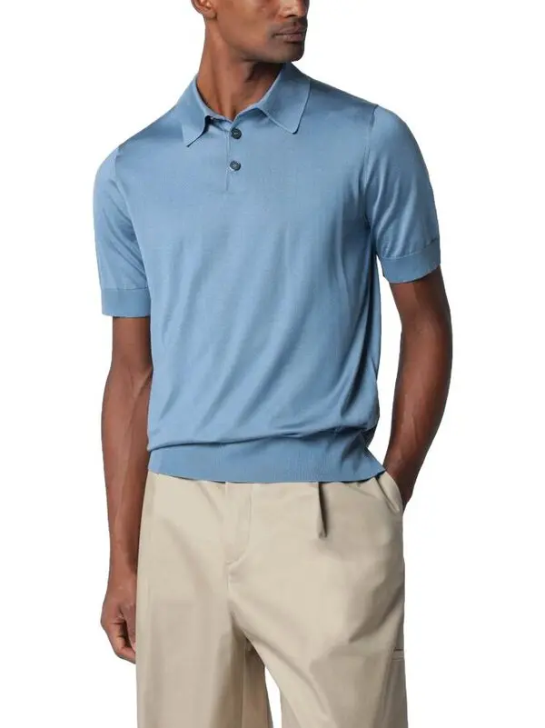 Dolce & Gabbana Silk Polo Shirt - Light Blue