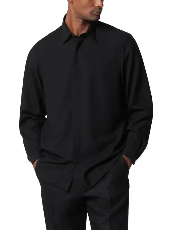 LARDINI Linen-blend Shirt - Black