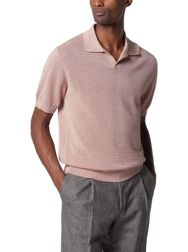 Tagliatore Openwork Cotton Polo Shirt - Pink