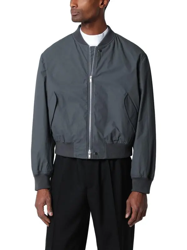 JIL SANDER Cotton Zip-up Bomber Jacket - Grey
